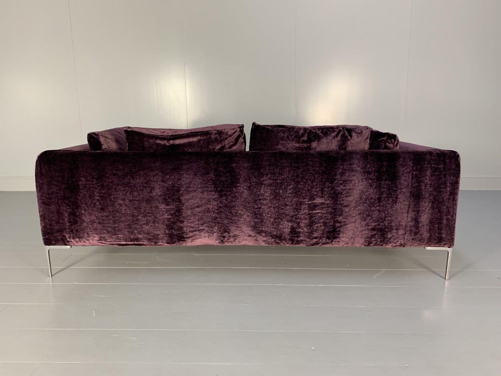 B&B Italia “Charles” Sofa – “Ch230” 3-Seat – in Purple Velvet For Sale ...
