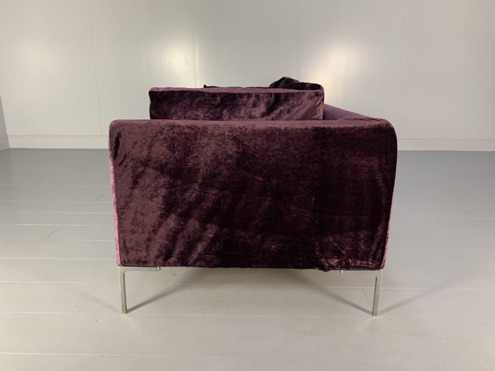 B&B Italia “Charles” Sofa – “Ch230” 3-Seat – in Purple Velvet For Sale ...