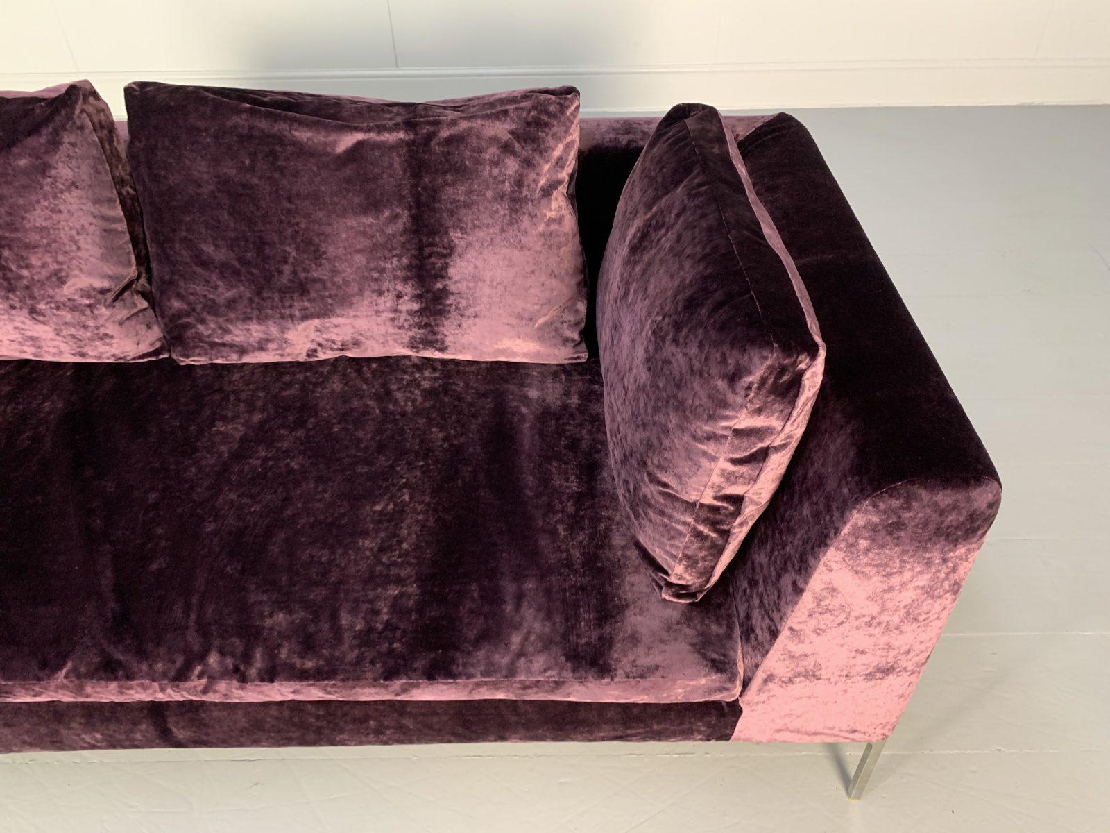 B&B Italia “Charles” Sofa – “Ch230” 3-Seat – in Purple Velvet For Sale ...