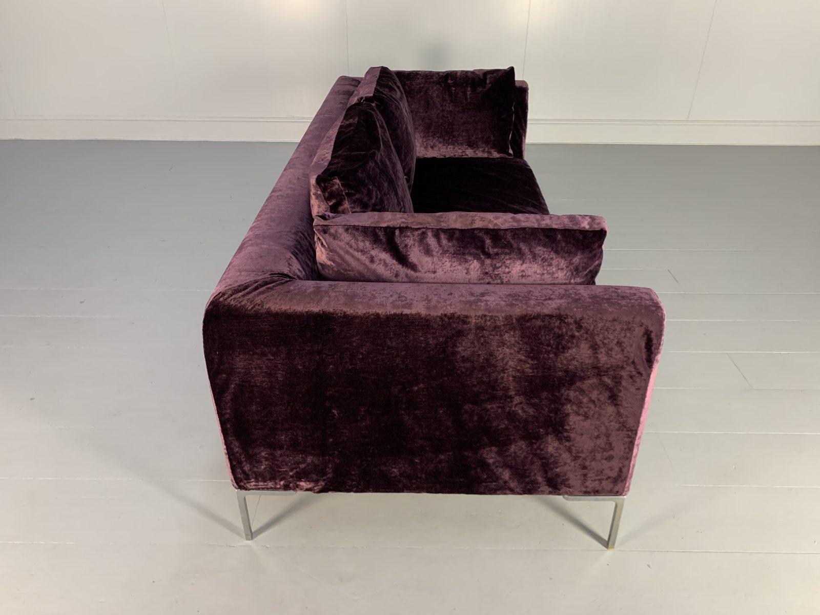 B&B Italia “Charles” Sofa – “Ch230” 3-Seat – in Purple Velvet For Sale ...