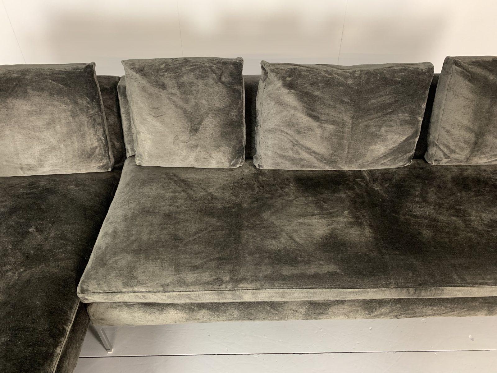 B&B Italia “Charles” Sofa – L-Shape 5-Seat – In Dark Grey Velvet For ...