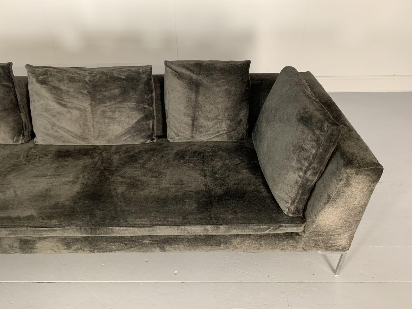 B&B Italia “Charles” Sofa – L-Shape 5-Seat – In Dark Grey Velvet For ...