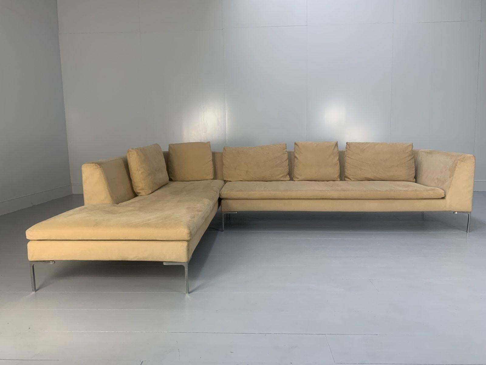 B&B Italia “Charles” Sofa – L-Shape 5-Seat – In Sand Alcantara For Sale ...