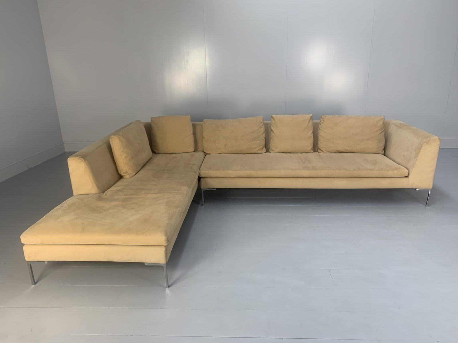 B&B Italia “Charles” Sofa – L-Shape 5-Seat – In Sand Alcantara For Sale at 1stDibs