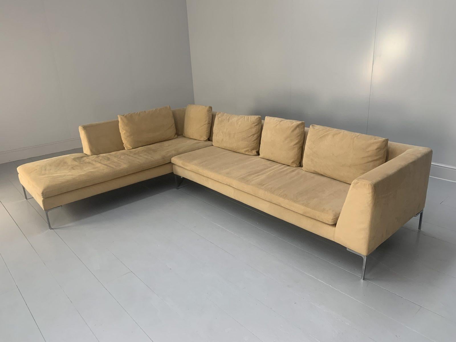 B&B Italia “Charles” Sofa – L-Shape 5-Seat – In Sand Alcantara For Sale ...