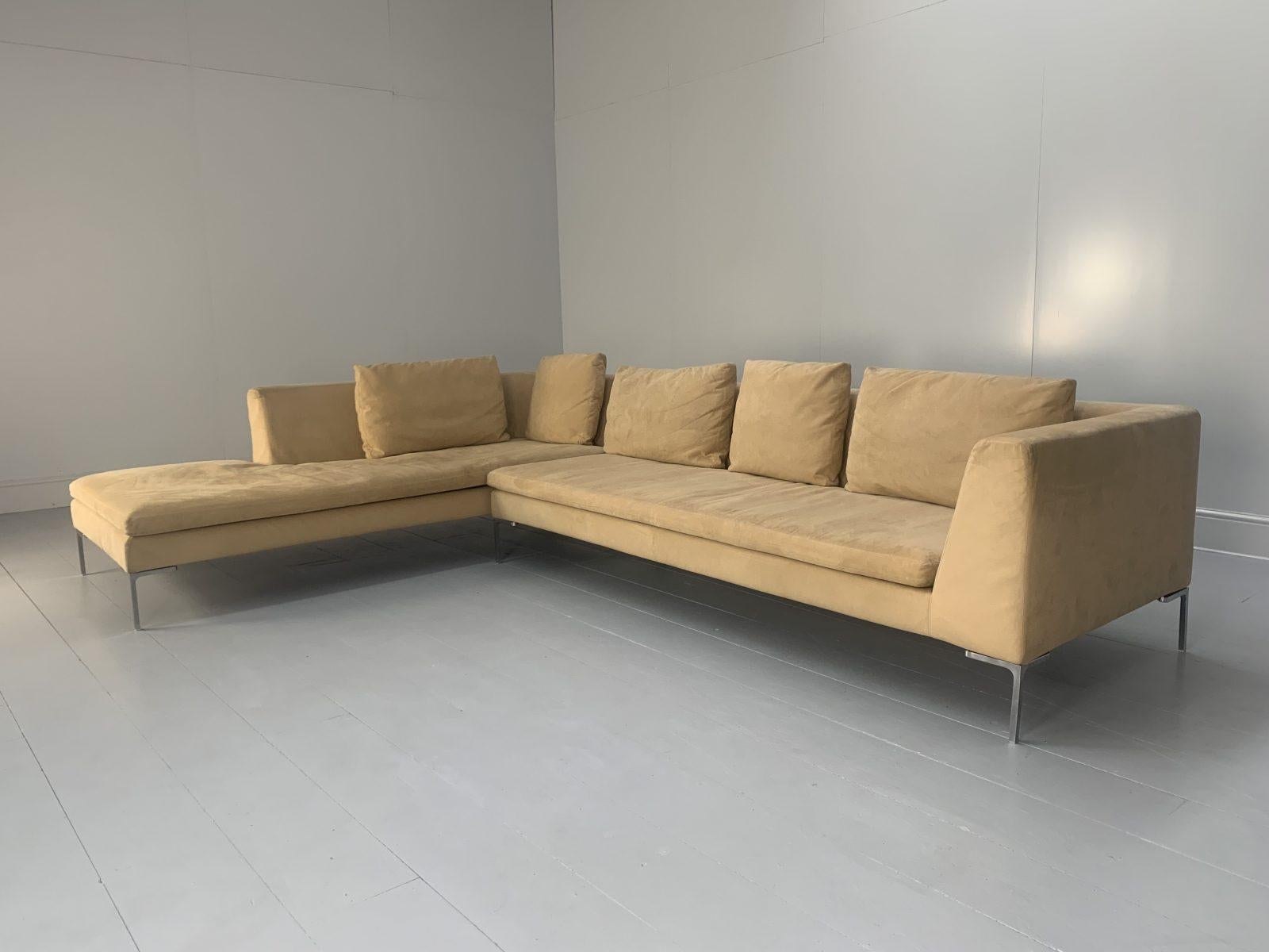 B&B Italia “Charles” Sofa – L-Shape 5-Seat – In Sand Alcantara For Sale ...