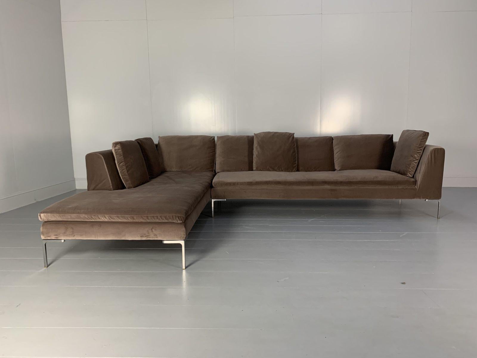 B&B Italia “Charles” Sofa – L-Shape Sectional – in Soft Pink Velvet For ...