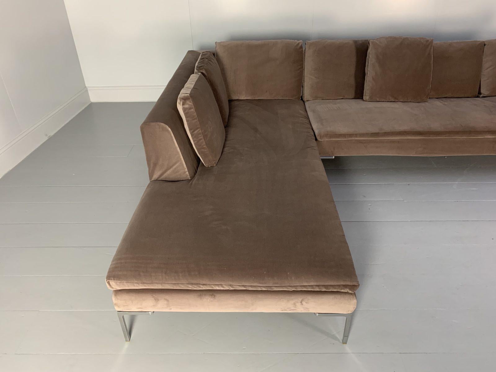 B&B Italia “Charles” Sofa – L-Shape Sectional – in Soft Pink Velvet For ...