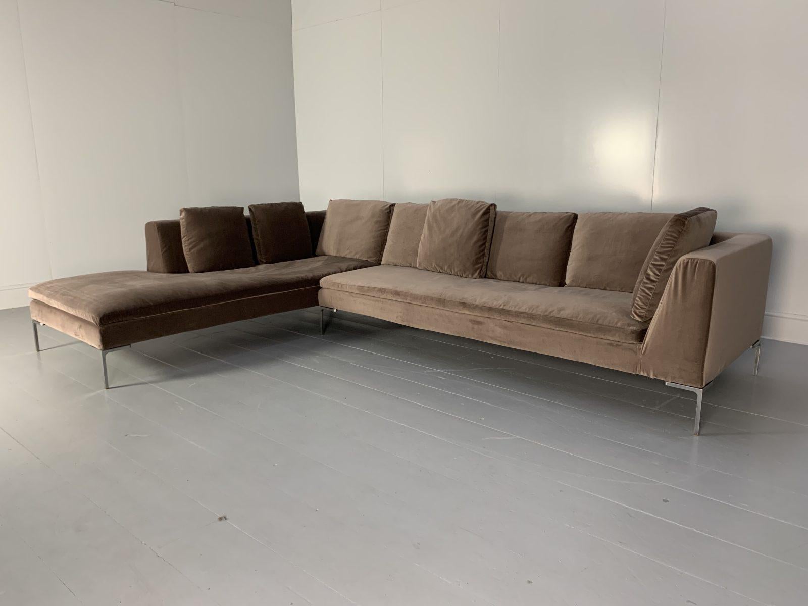 B&B Italia “Charles” Sofa – L-Shape Sectional – in Soft Pink Velvet For ...
