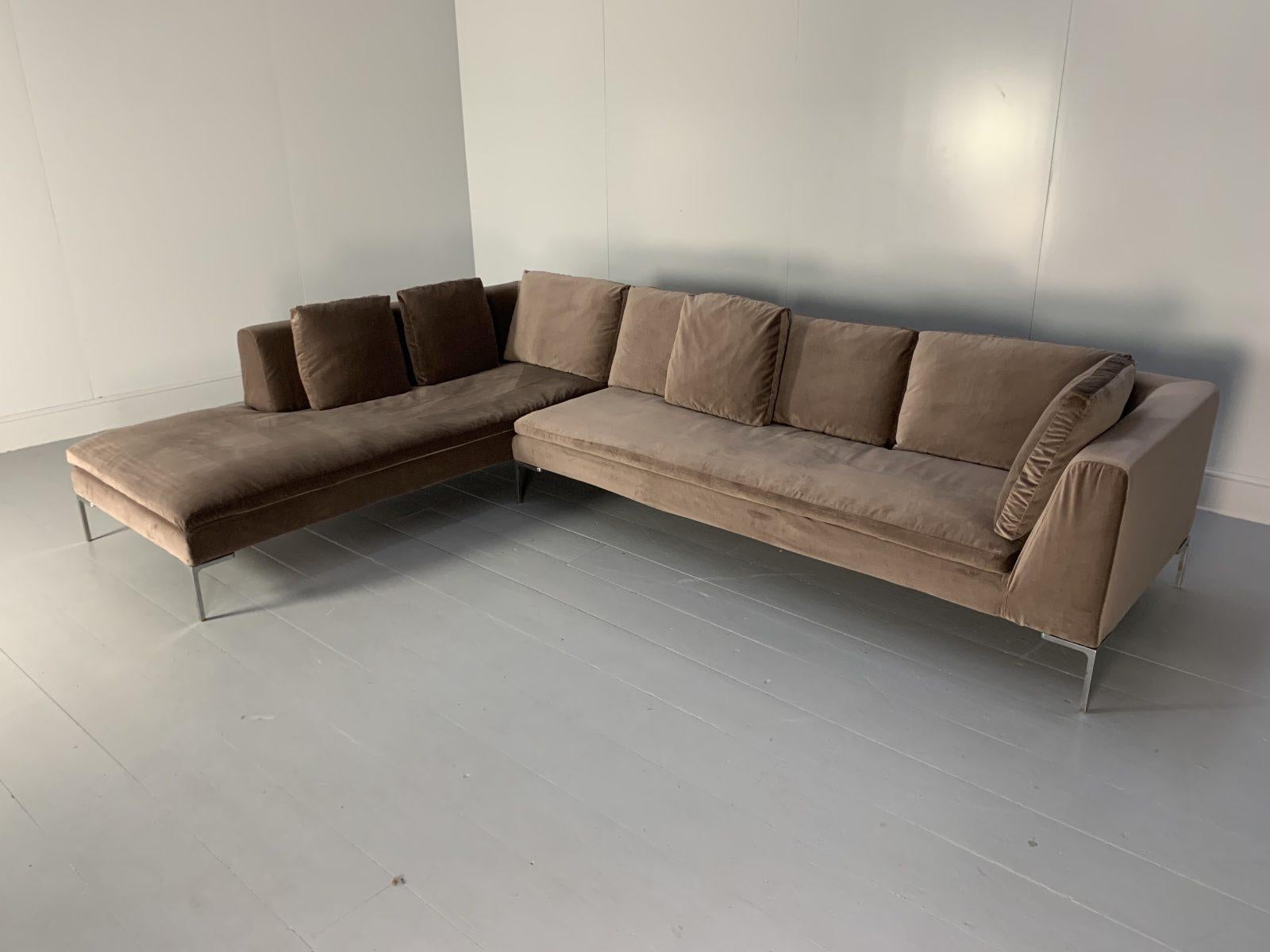 B&B Italia “Charles” Sofa – L-Shape Sectional – in Soft Pink Velvet For ...