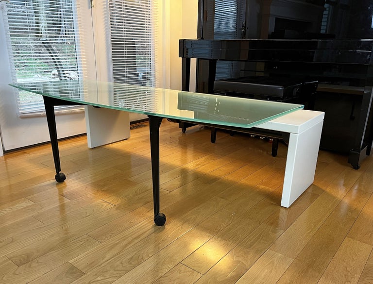 B&B Italia Coffee Table - 360 Degree Rotating Blue Glass Top/White ...