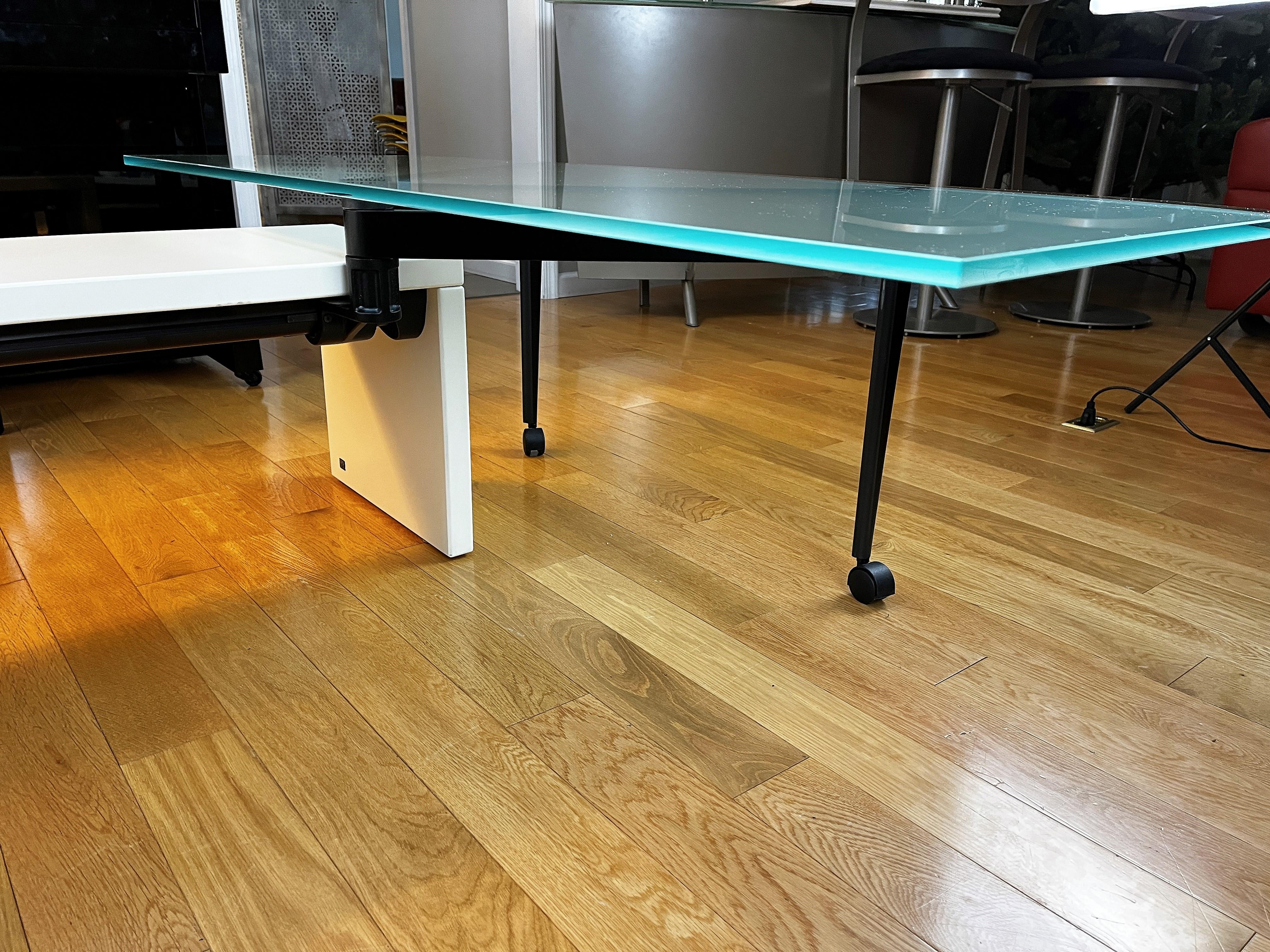 B&B Italia Coffee Table, 360 Degree Rotating Blue Glass Top / White ...