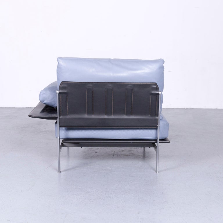 B&B Italia Designer Recamier Blue Leather Chaise Lounge Couch Modern at ...