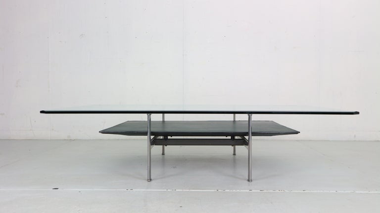 B&B Italia 'Diesis' Two-Tier Glass and Leather Coffee Table by Antonio ...