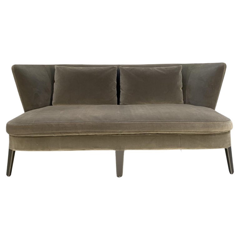 B&B Italia “Maxalto Febo” 2.5-Seat Sofa in Grey Velvet For Sale at 1stDibs