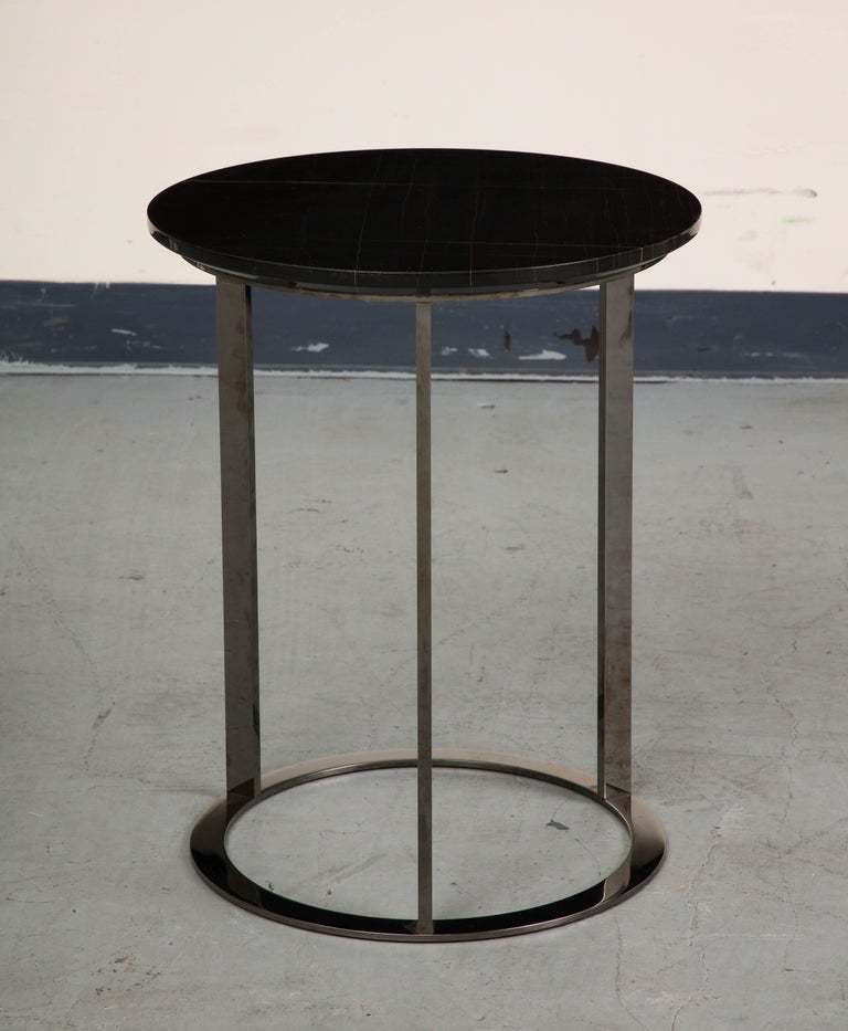 B&B Italia Mera Black Marble and Chromed Steel Small Side Table For ...
