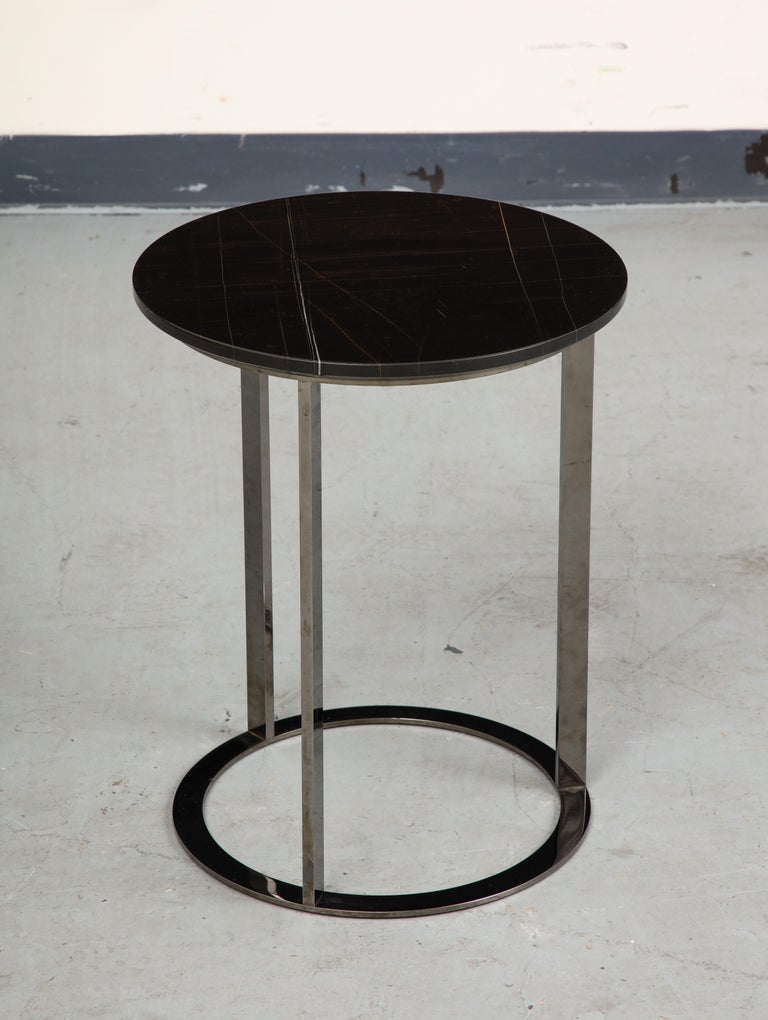 B&B Italia Mera Black Marble and Chromed Steel Small Side Table For ...