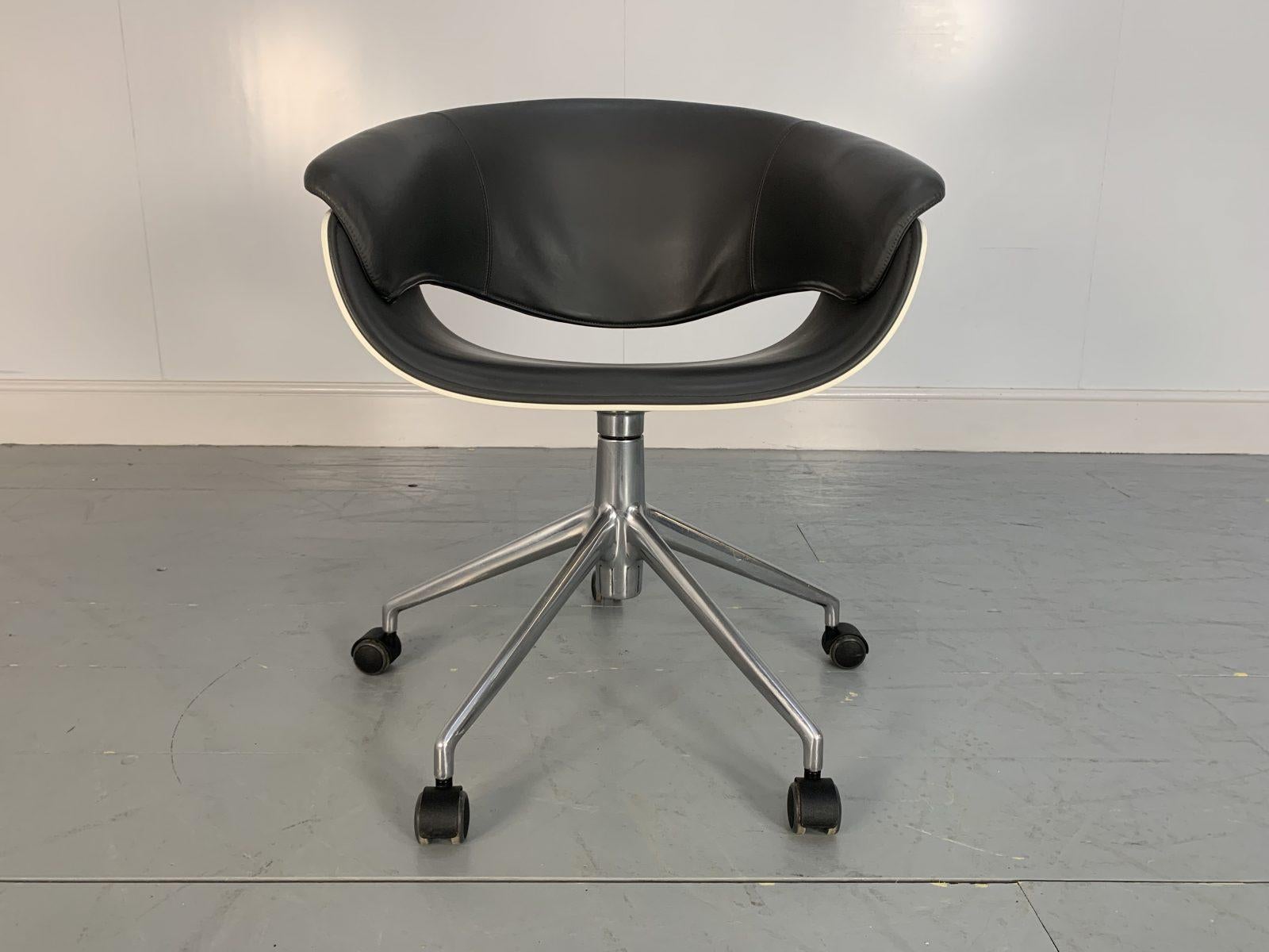 B&B Italia “Sina” Swivel Office Armchair Chair – in Dark Grey Leather ...