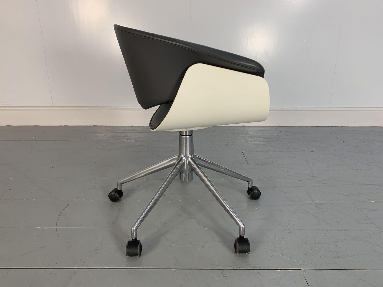 B&B Italia “Sina” Swivel Office Armchair Chair – in Dark Grey Leather ...