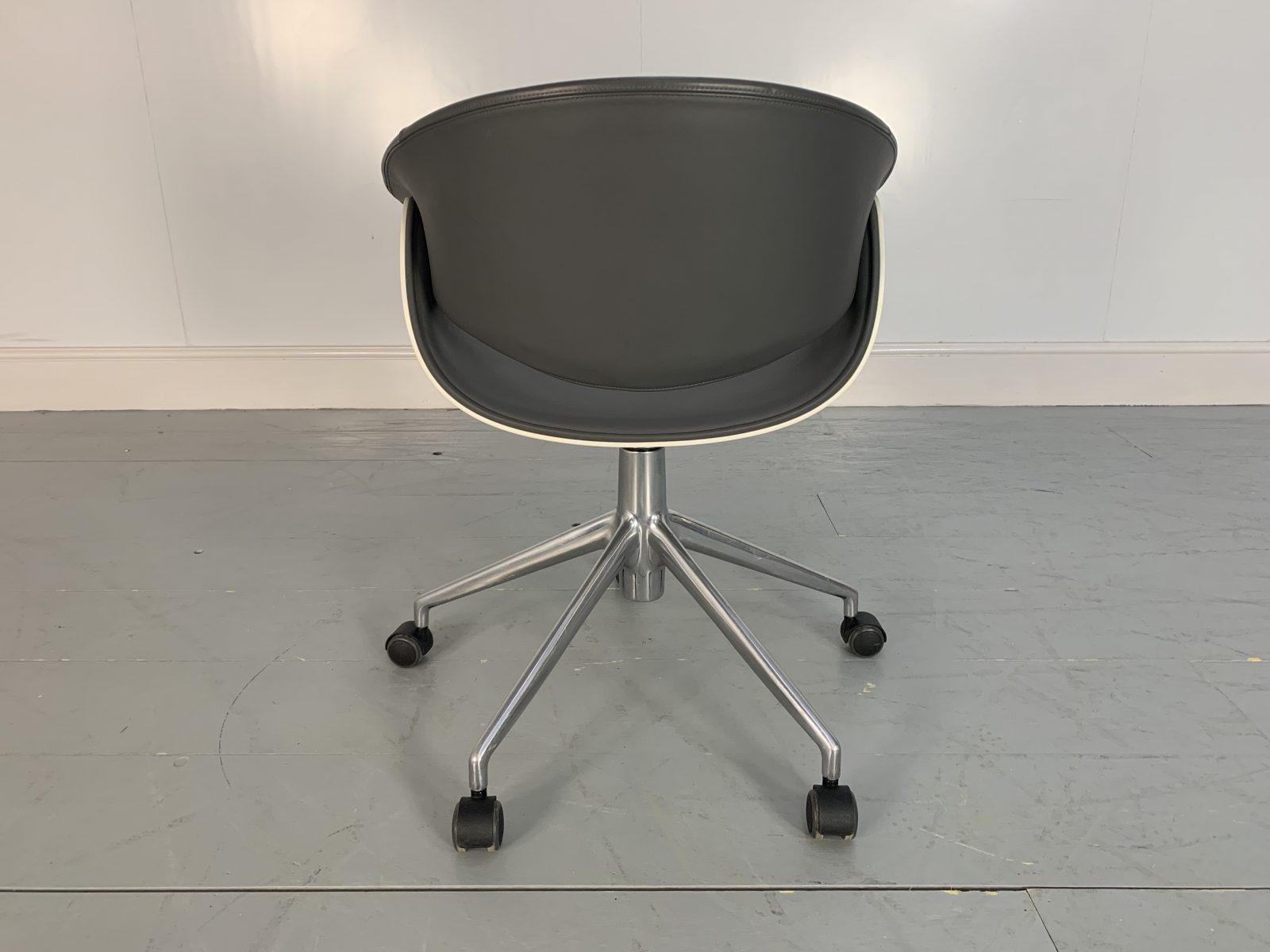 B&B Italia “Sina” Swivel Office Armchair Chair – in Dark Grey Leather ...