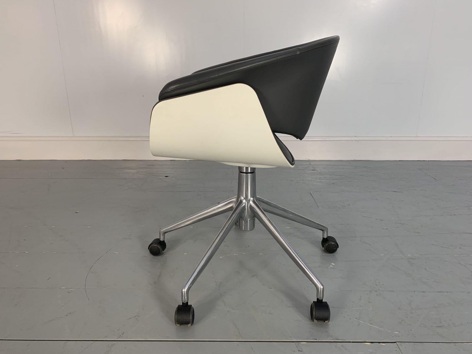 B&B Italia “Sina” Swivel Office Armchair Chair – in Dark Grey Leather ...