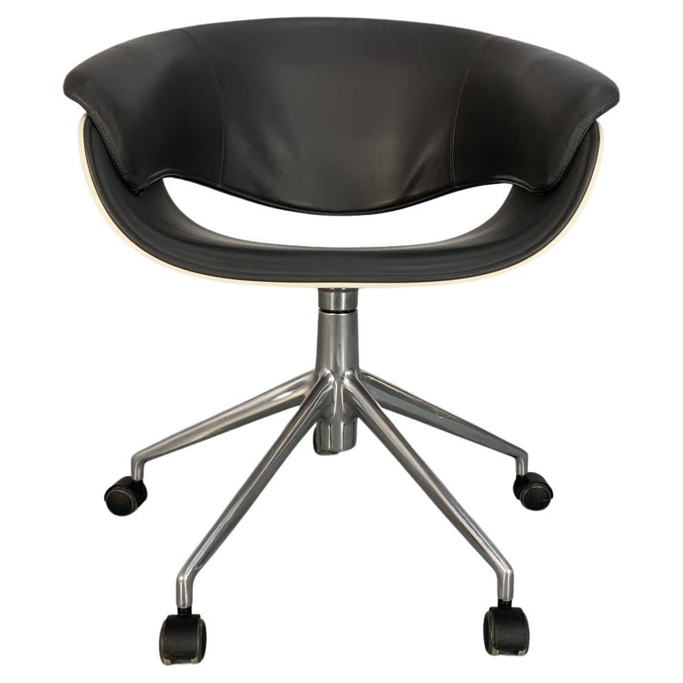 B&B Italia “Sina” Swivel Office Armchair Chair – in Dark Grey Leather ...