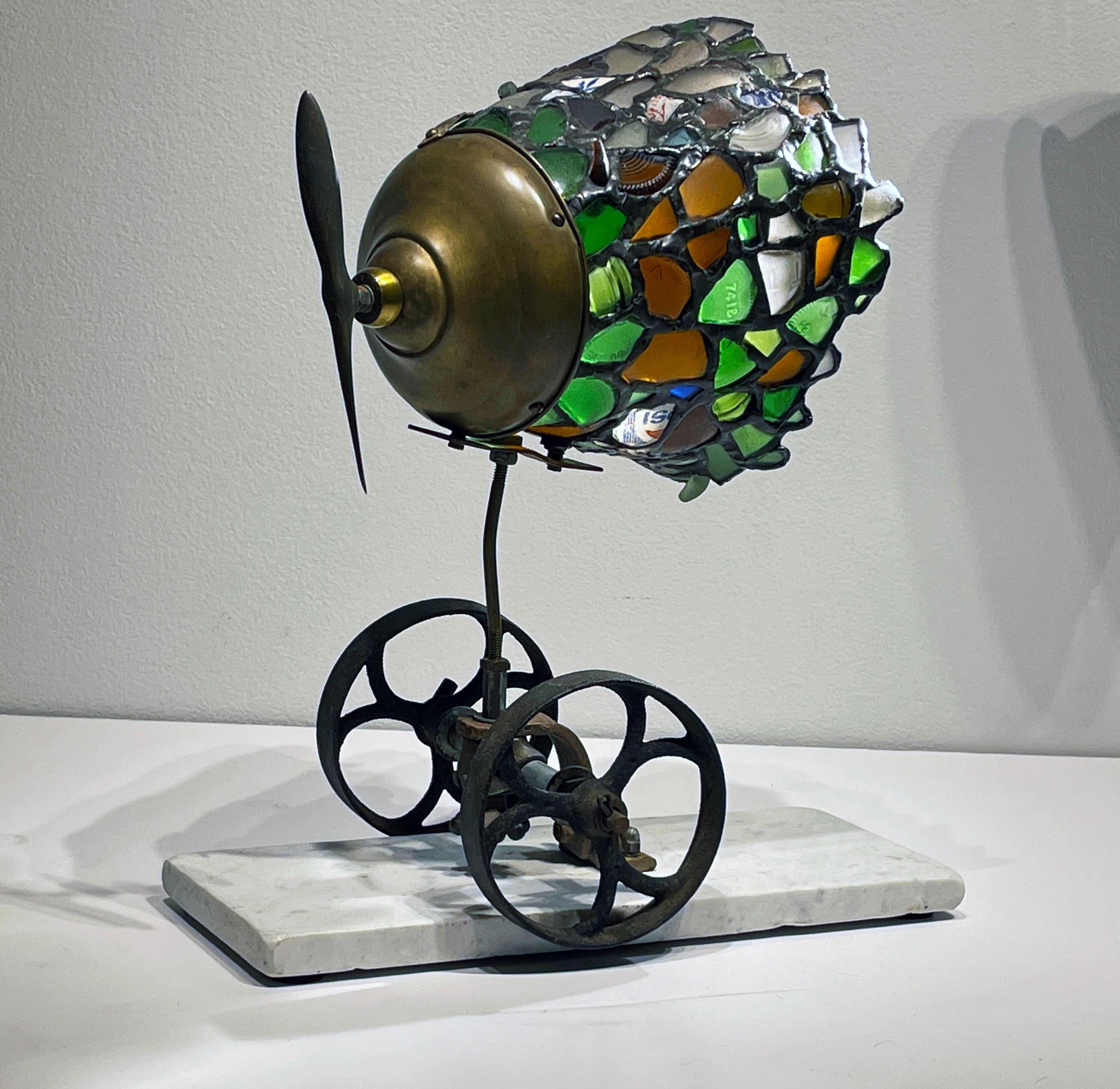 Beach Glass and Found Object Lamp Sculpture Made Using Copper Foil ...