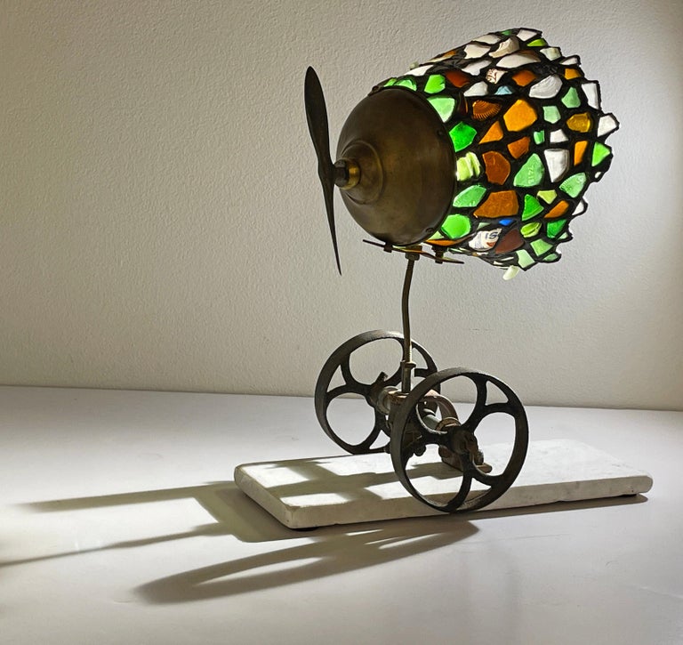 Beach Glass and Found Object Lamp Sculpture Made Using Copper Foil ...