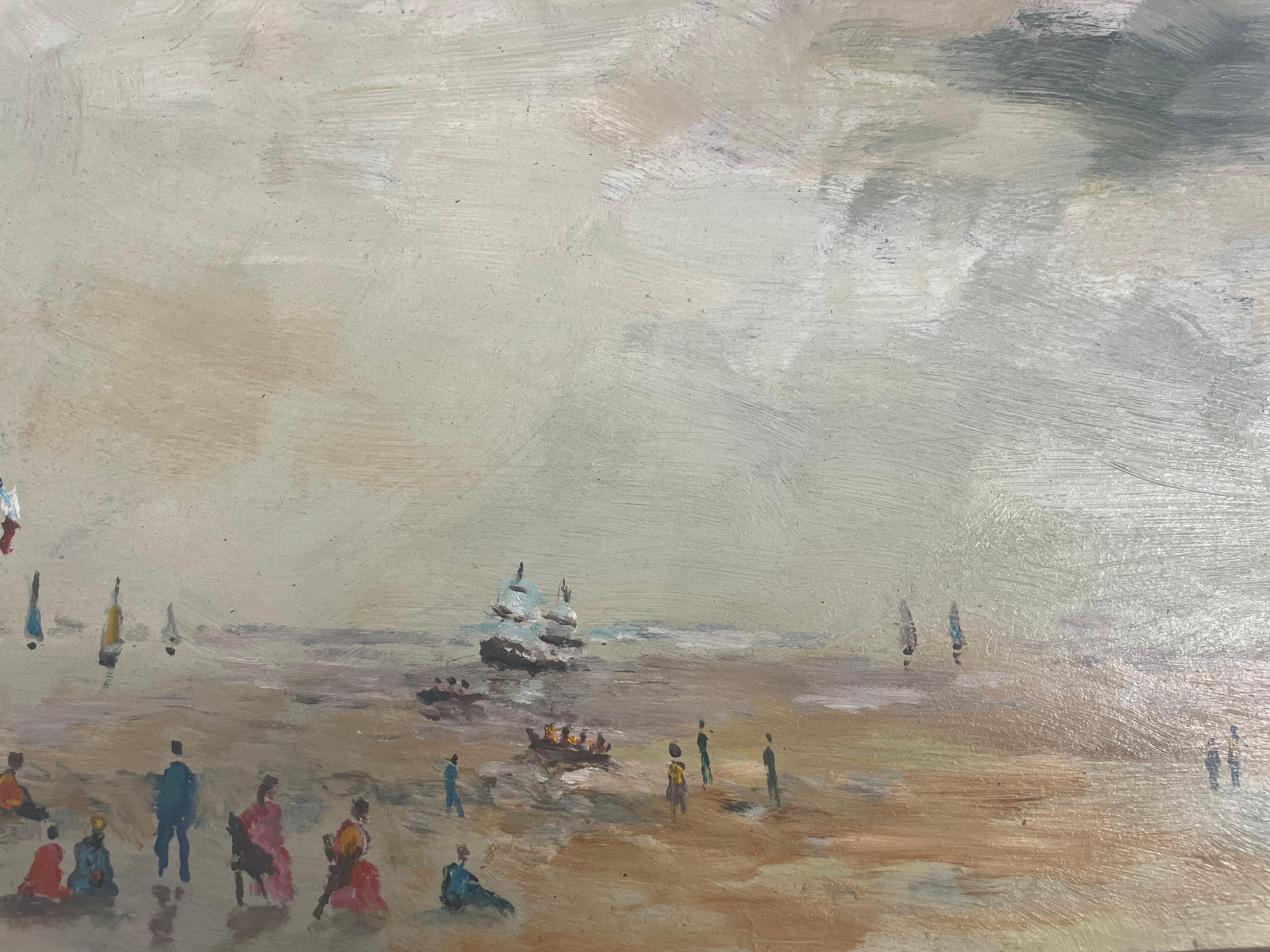 Beach Shore Impressionist Oil Painting by Georges Richaud at 1stDibs
