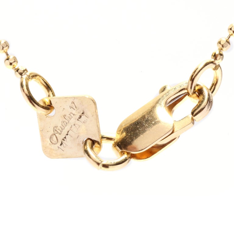 Bead Chain, 14K Yellow Gold, Simple Bead Chain, Simple Pendant Chain ...