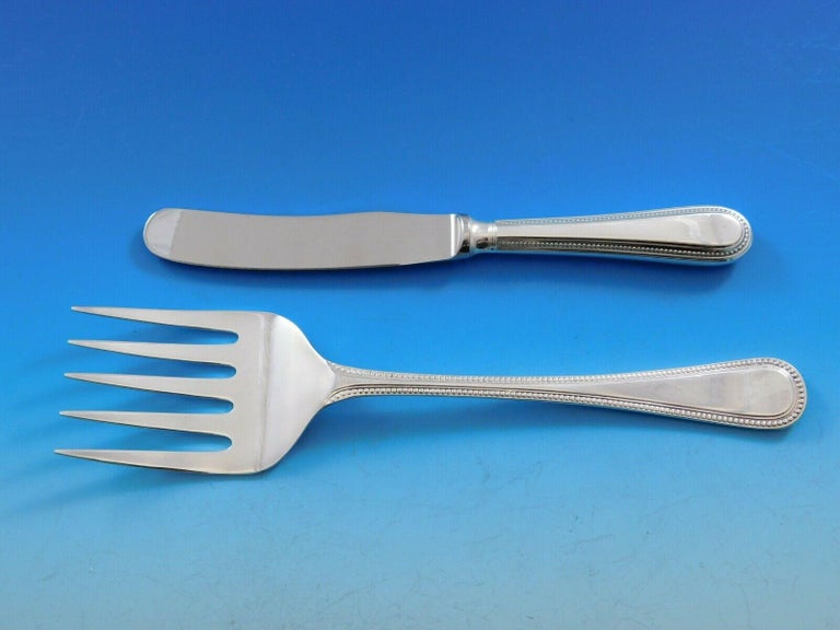 Bead Round by Carrs Sterling Silver Flatware Set Dinner for 12 Service ...