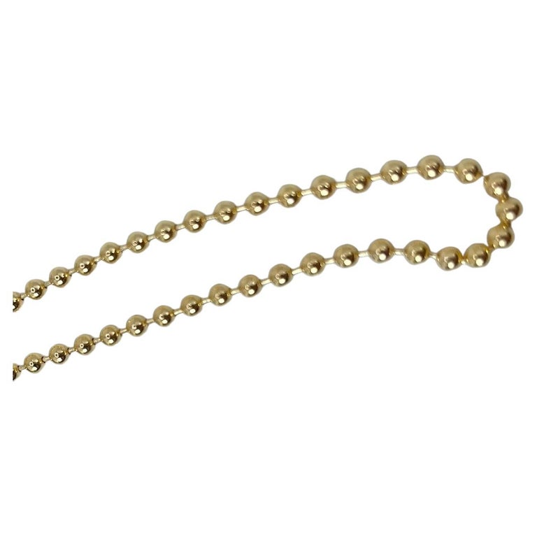 Bead Solid Chain Rare 14kt Yellow Gold Long Chain Chain For Sale at 1stDibs