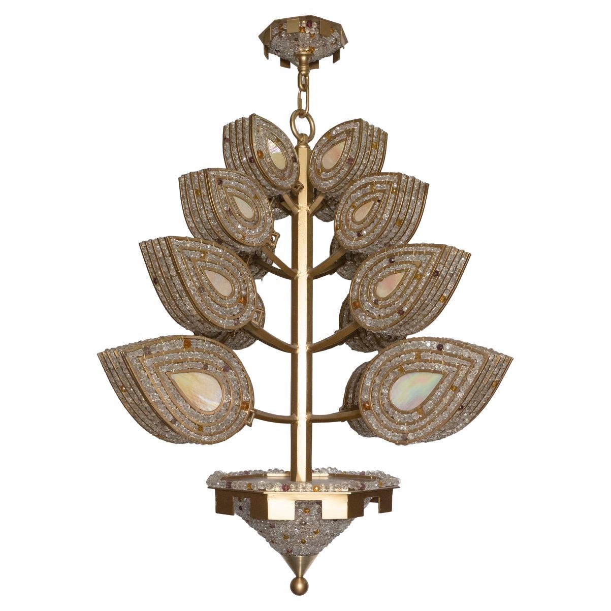 Chandelier with Foliate Design Glass For Sale at 1stDibs