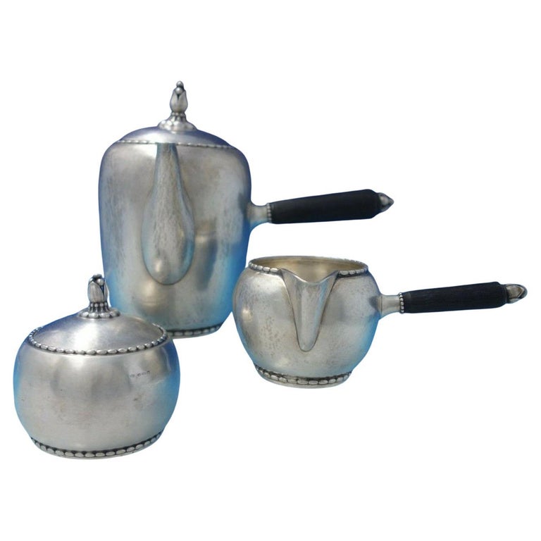 Beaded by Georg Jensen Sterling Silver Chocolate Pot Set 3pc #187 ...
