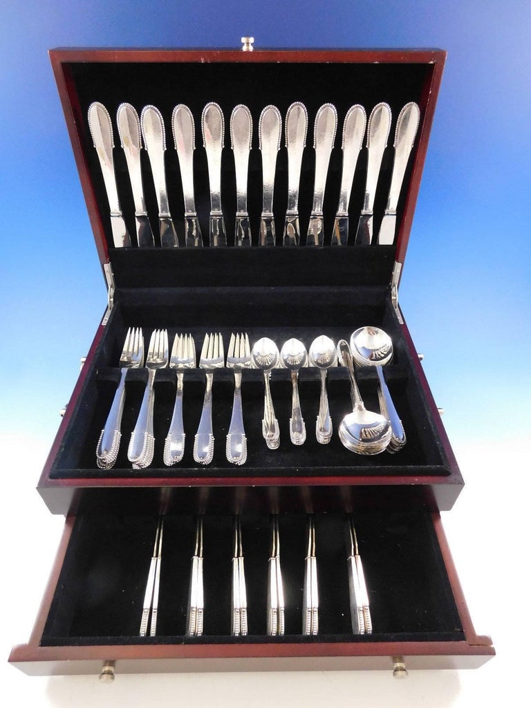 Beaded by Georg Jensen Sterling Silver Flatware Set for 12 Service 72 ...