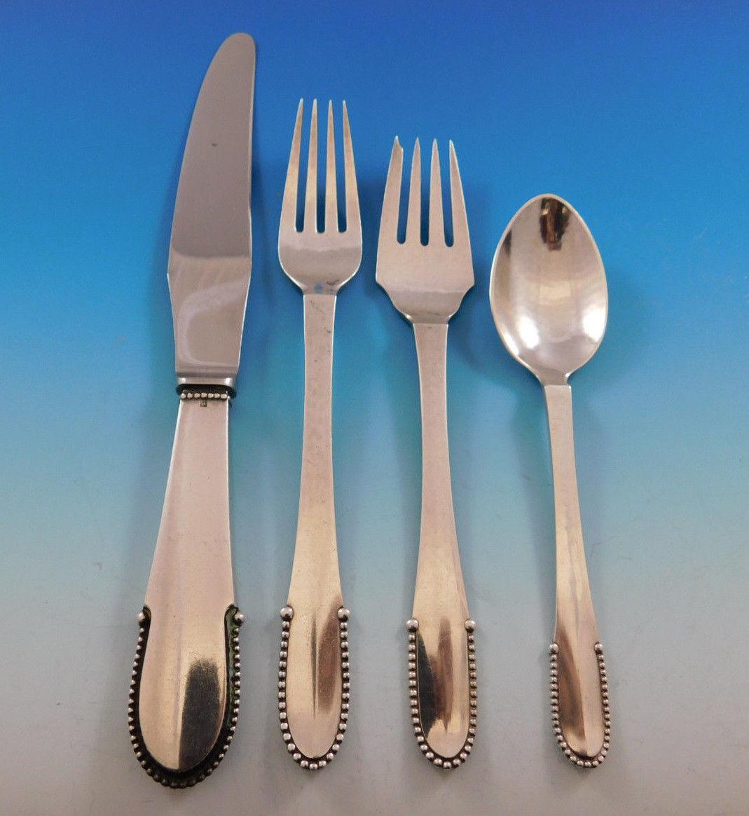 Beaded by Georg Jensen Sterling Silver Flatware Set for 8 Service 48 ...