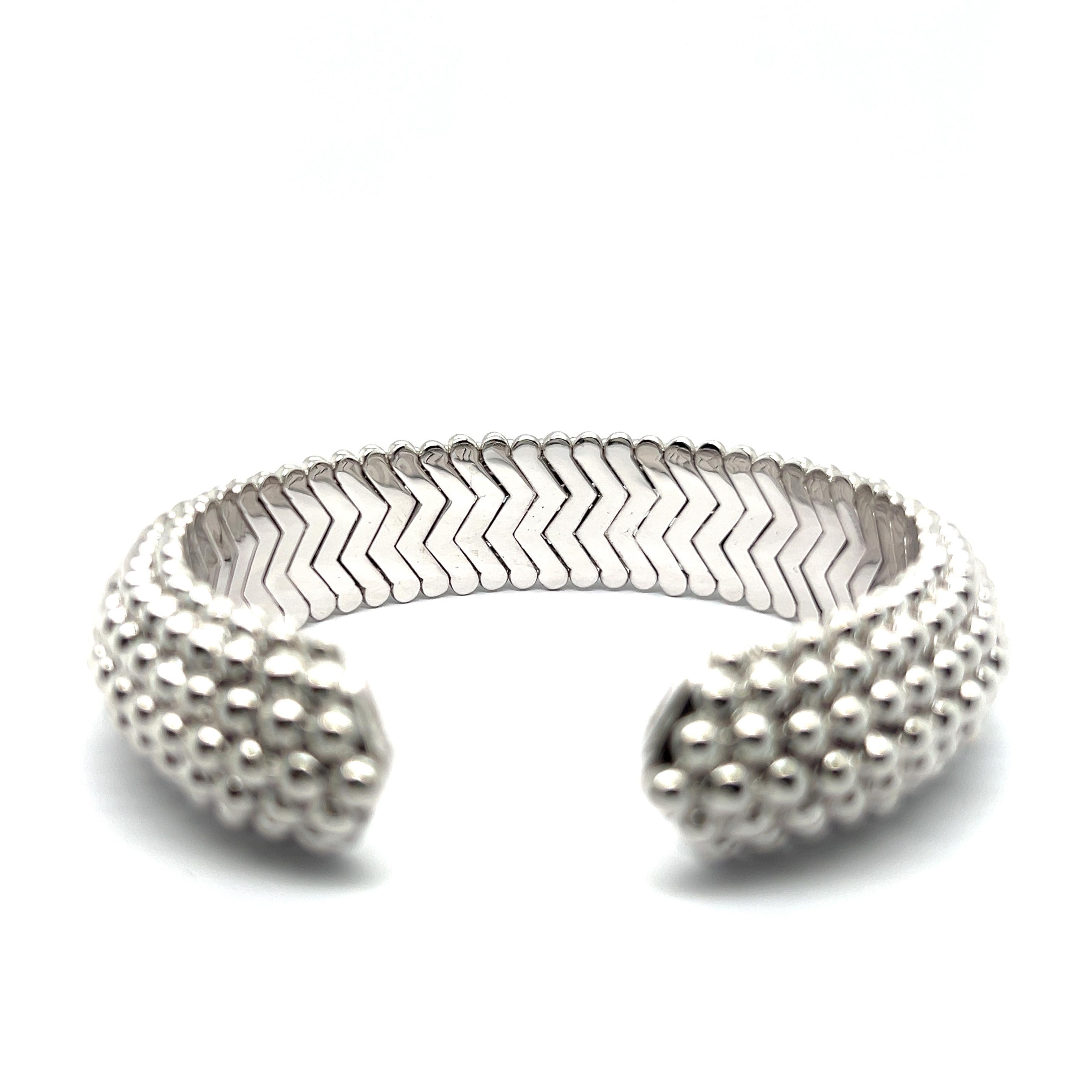 Beaded Cuff Bracelets with Diamonds in 18 Karat White Gold For Sale at ...