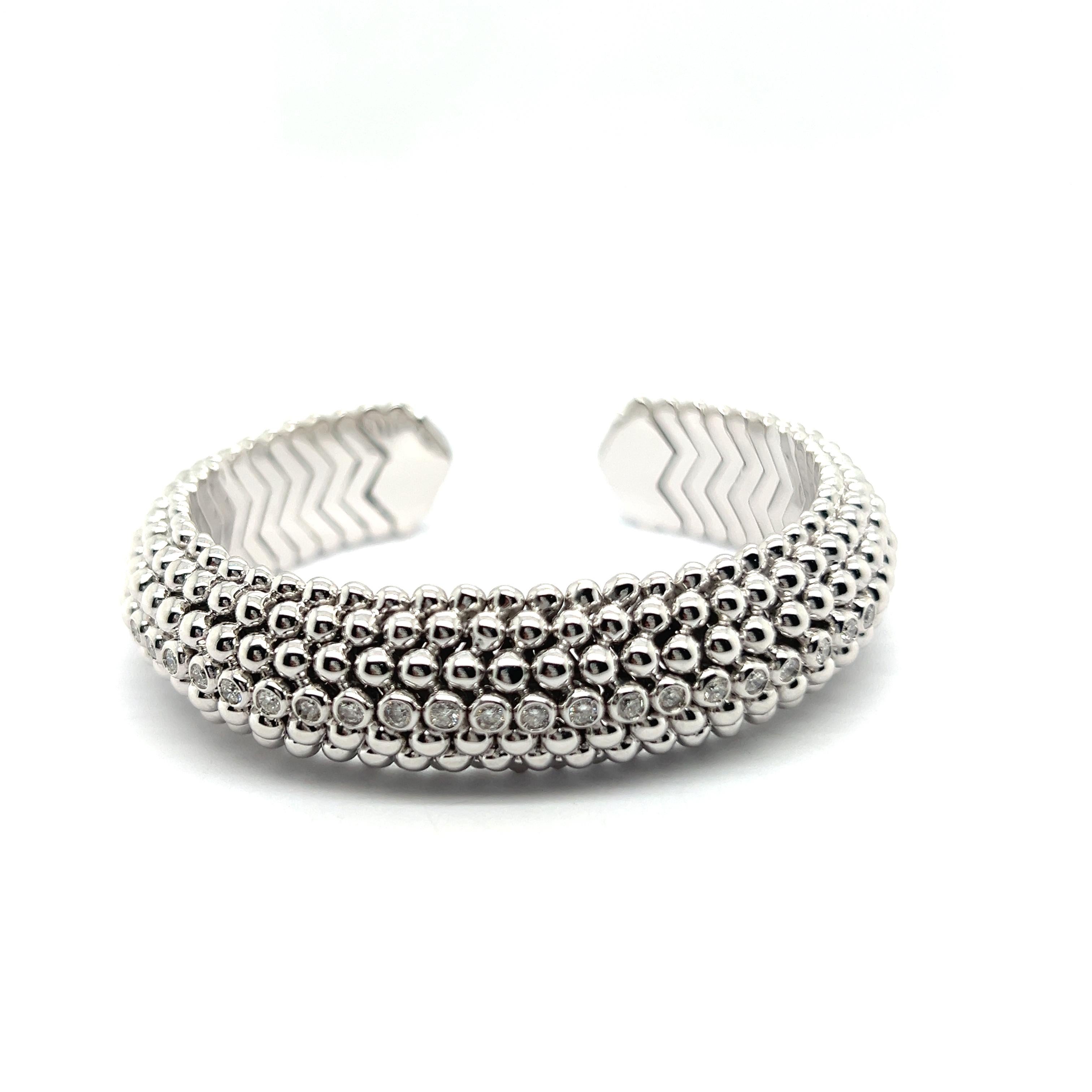 Beaded Cuff Bracelets with Diamonds in 18 Karat White Gold For Sale at ...