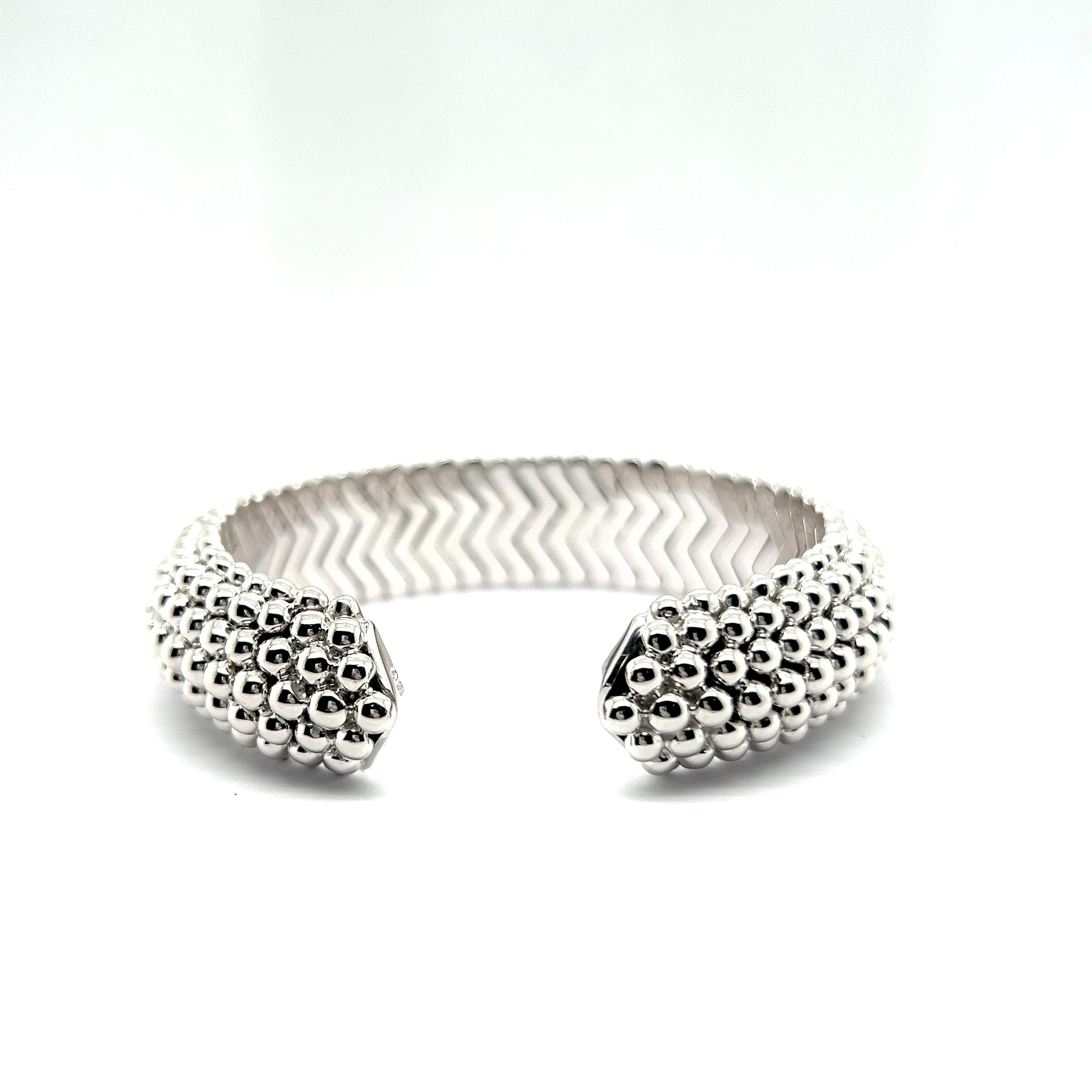 Beaded Cuff Bracelets with Diamonds in 18 Karat White Gold For Sale at ...