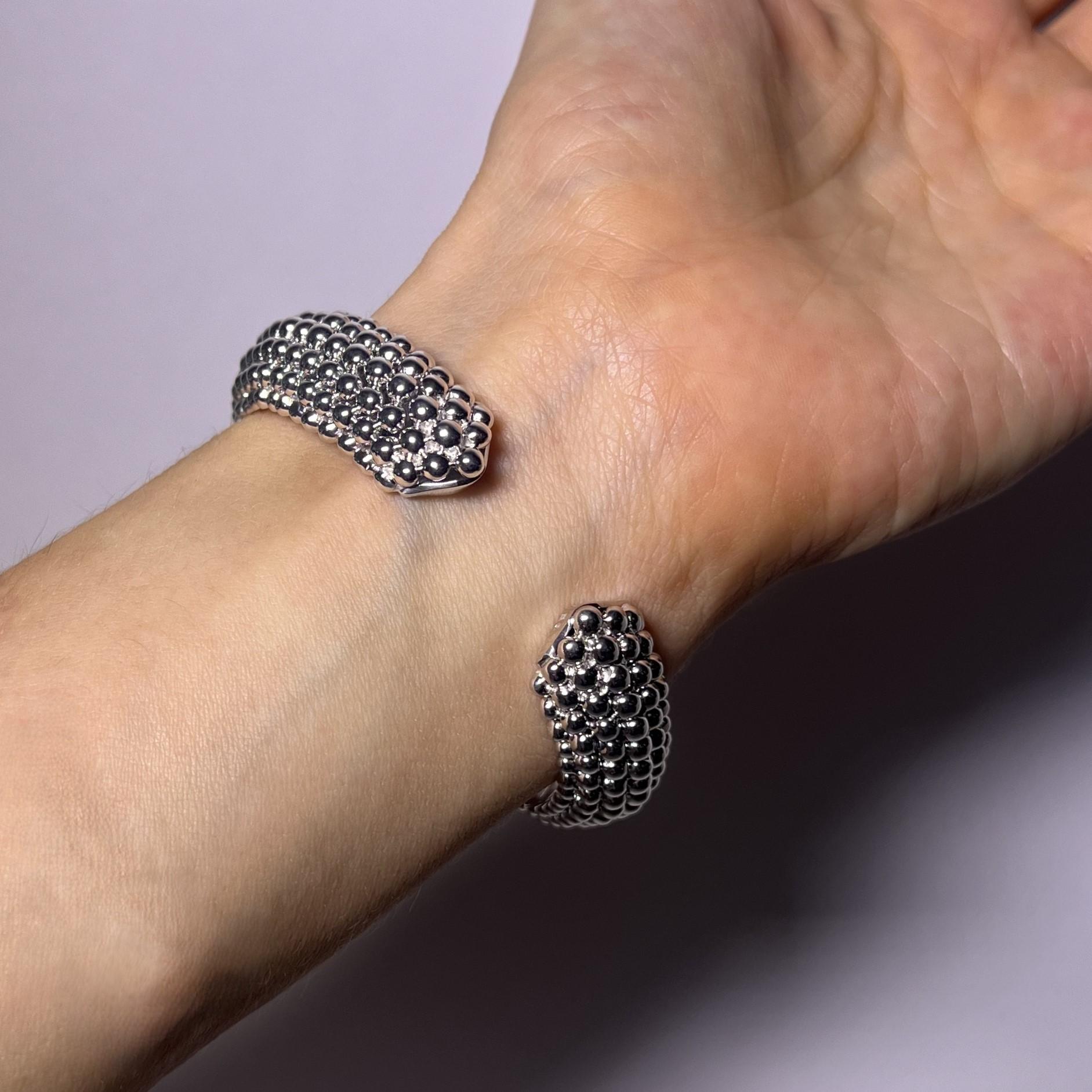 Beaded Cuff Bracelets with Diamonds in 18 Karat White Gold For Sale at ...