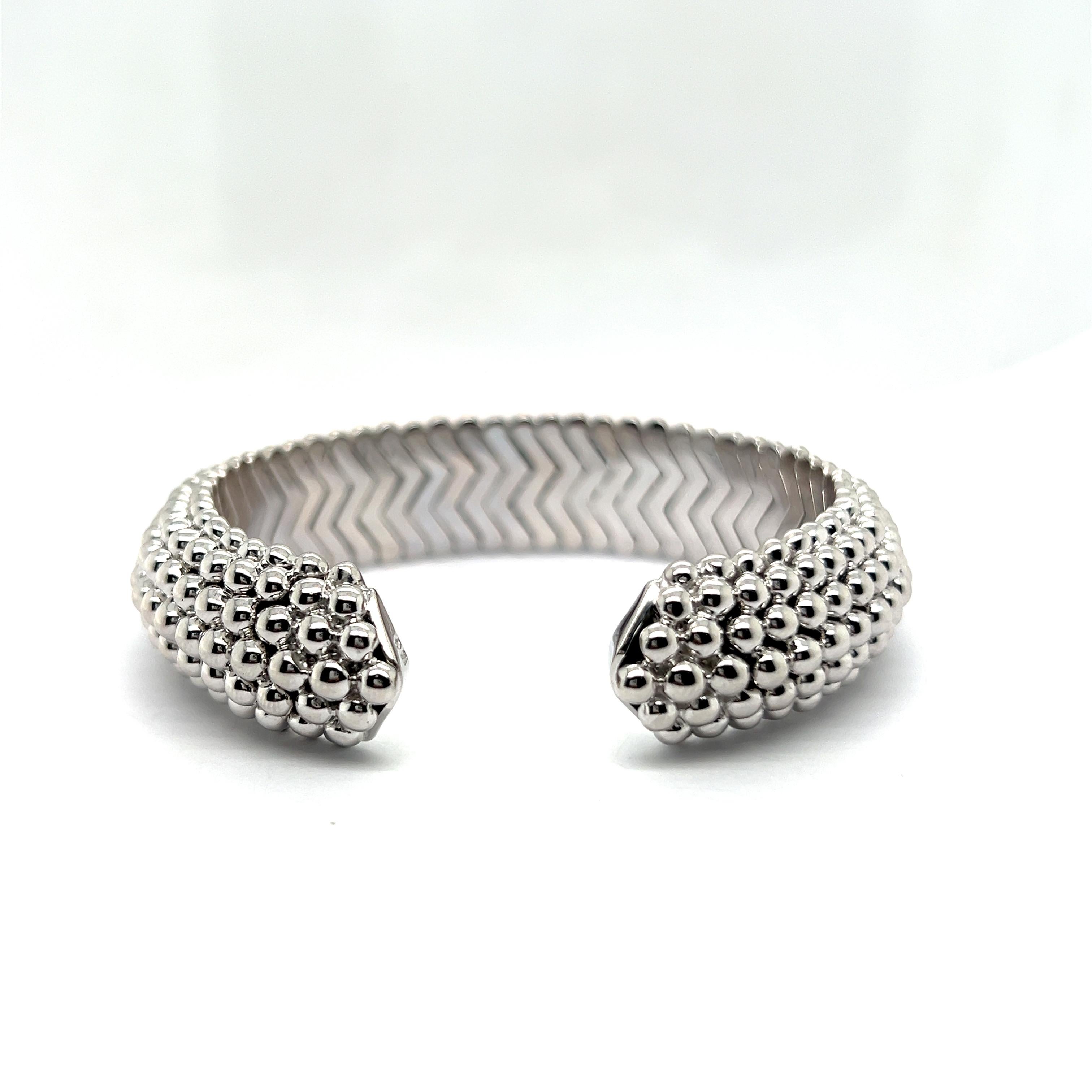 Beaded Cuff Bracelets with Diamonds in 18 Karat White Gold For Sale at ...