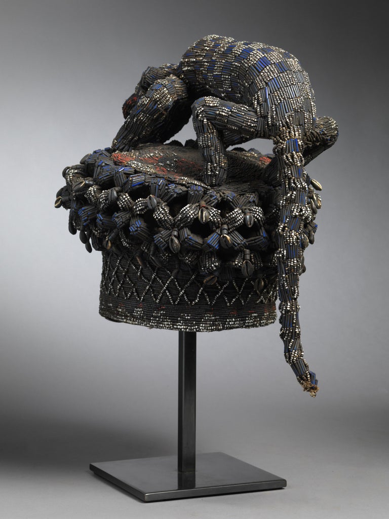 Beaded Royal Headress with Leopard Figure, Bamileke People, Cameroon ...