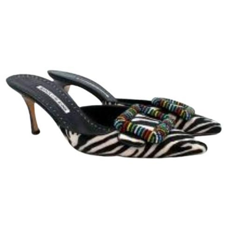 Beaded Zebra Calfhair Mules For Sale at 1stDibs