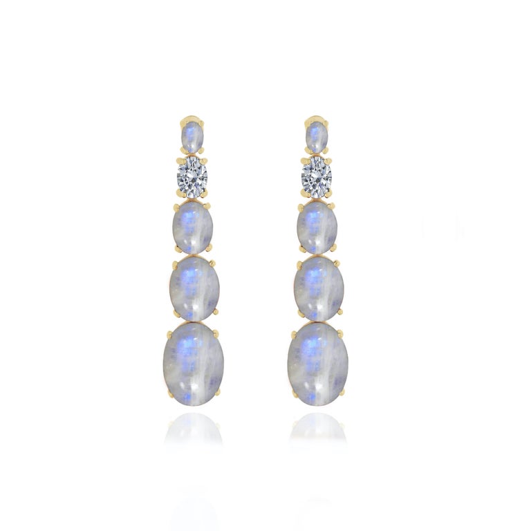 Beam Moonstone 14k Gold Earrings For Sale at 1stDibs