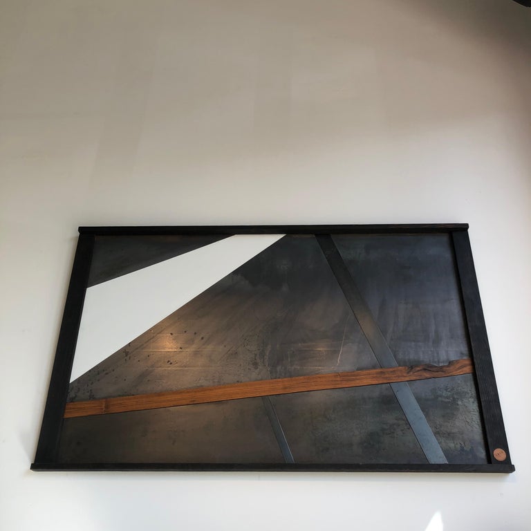Beam Wall Art by Cauv Design Sheet Metal with Walnut Steel Strips Satin ...