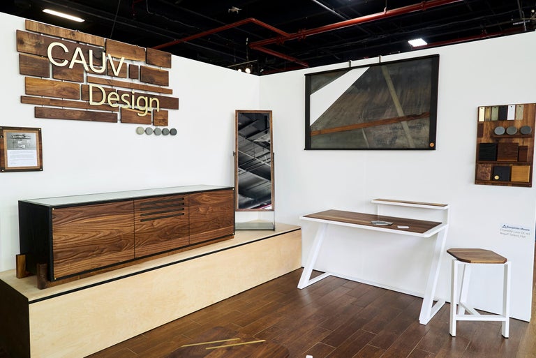Beam Wall Art by Cauv Design Sheet Metal with Walnut Steel Strips Satin ...