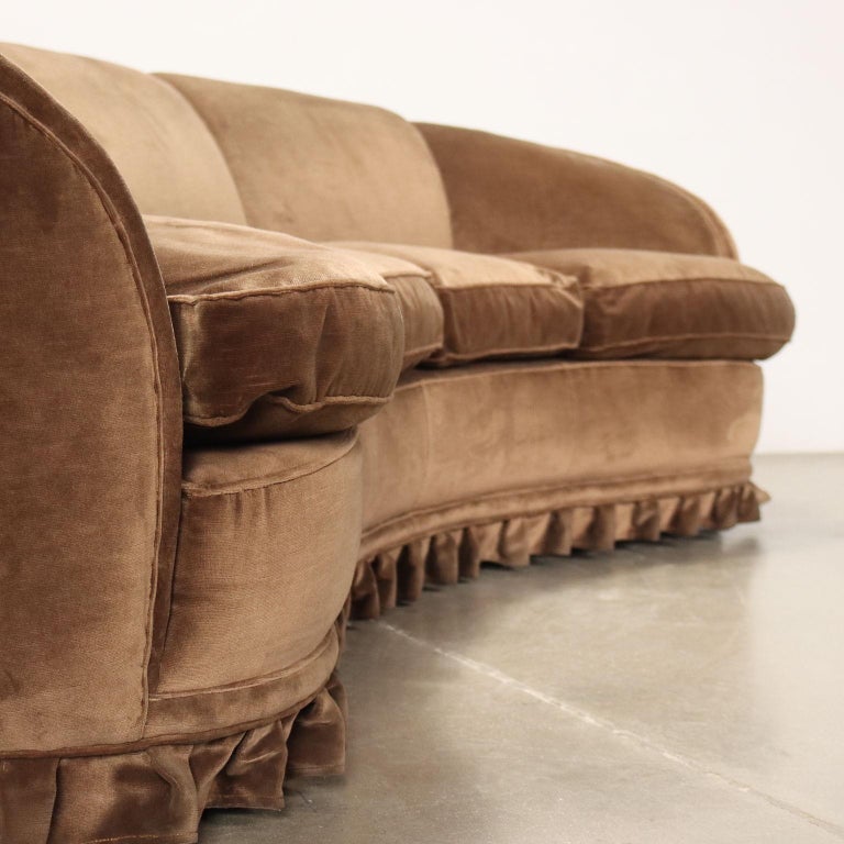 Bean Shaped Sofa Velvet, Italy, 1950s For Sale at 1stDibs