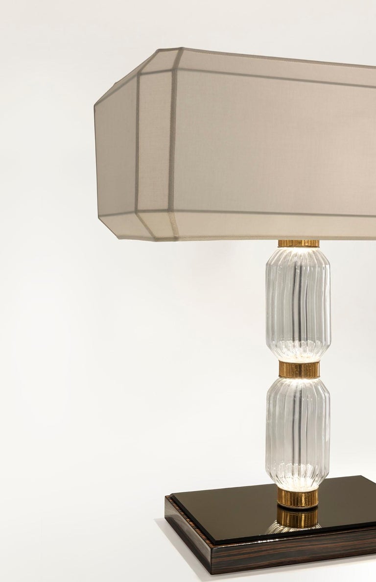 Beatiful Table Lamp Realised with Pyrex Glass Amber or Smoked Mosaic ...