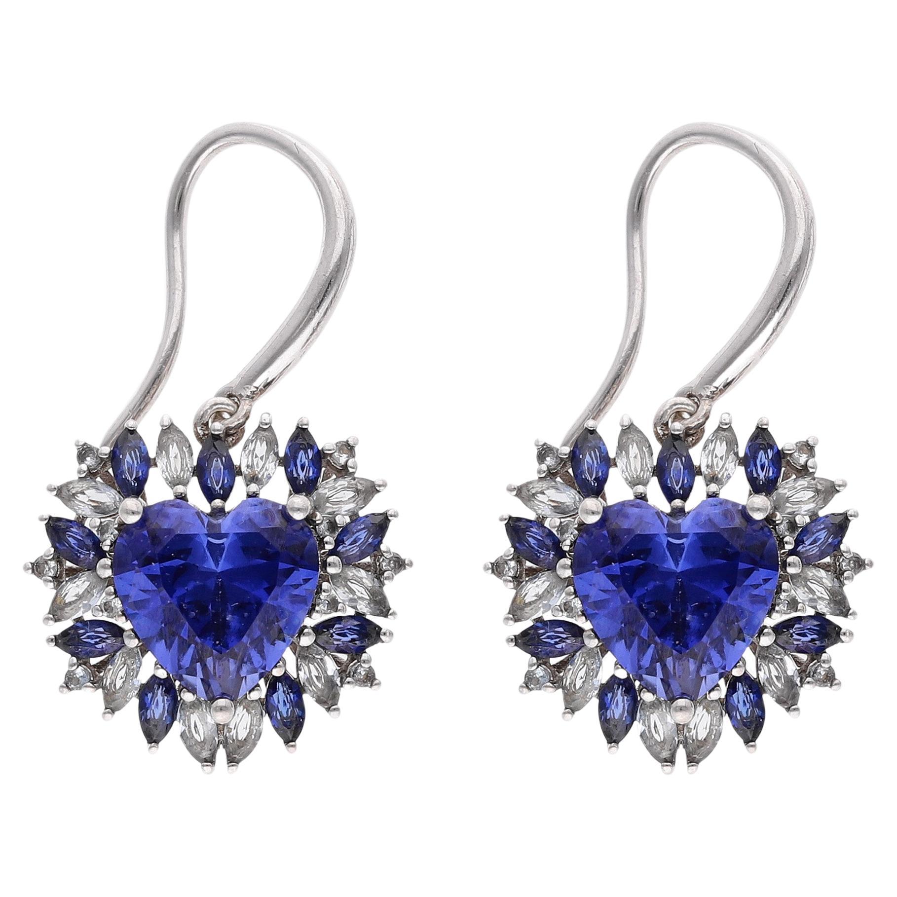 Beating Heart Earrings - Blue Sapphires, Silver For Sale at 1stDibs ...
