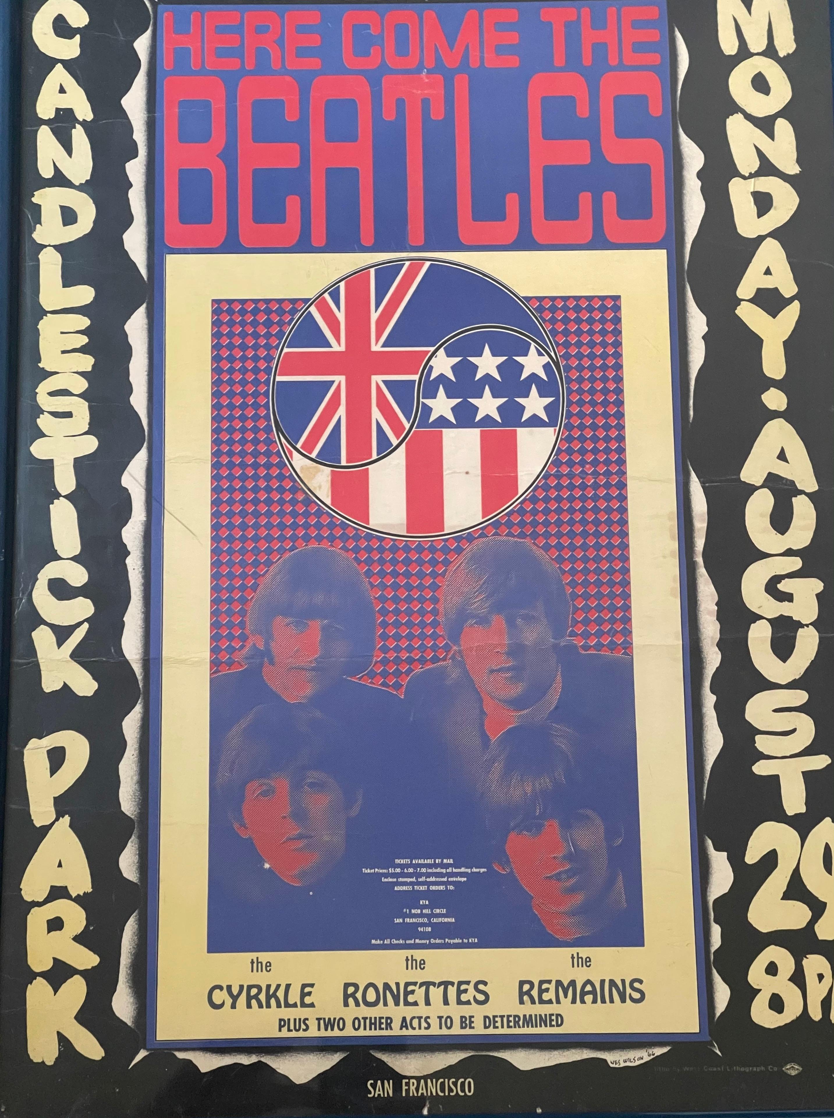 Beatles Concert Poster from Finale at Candlestick Park in San Francisco ...